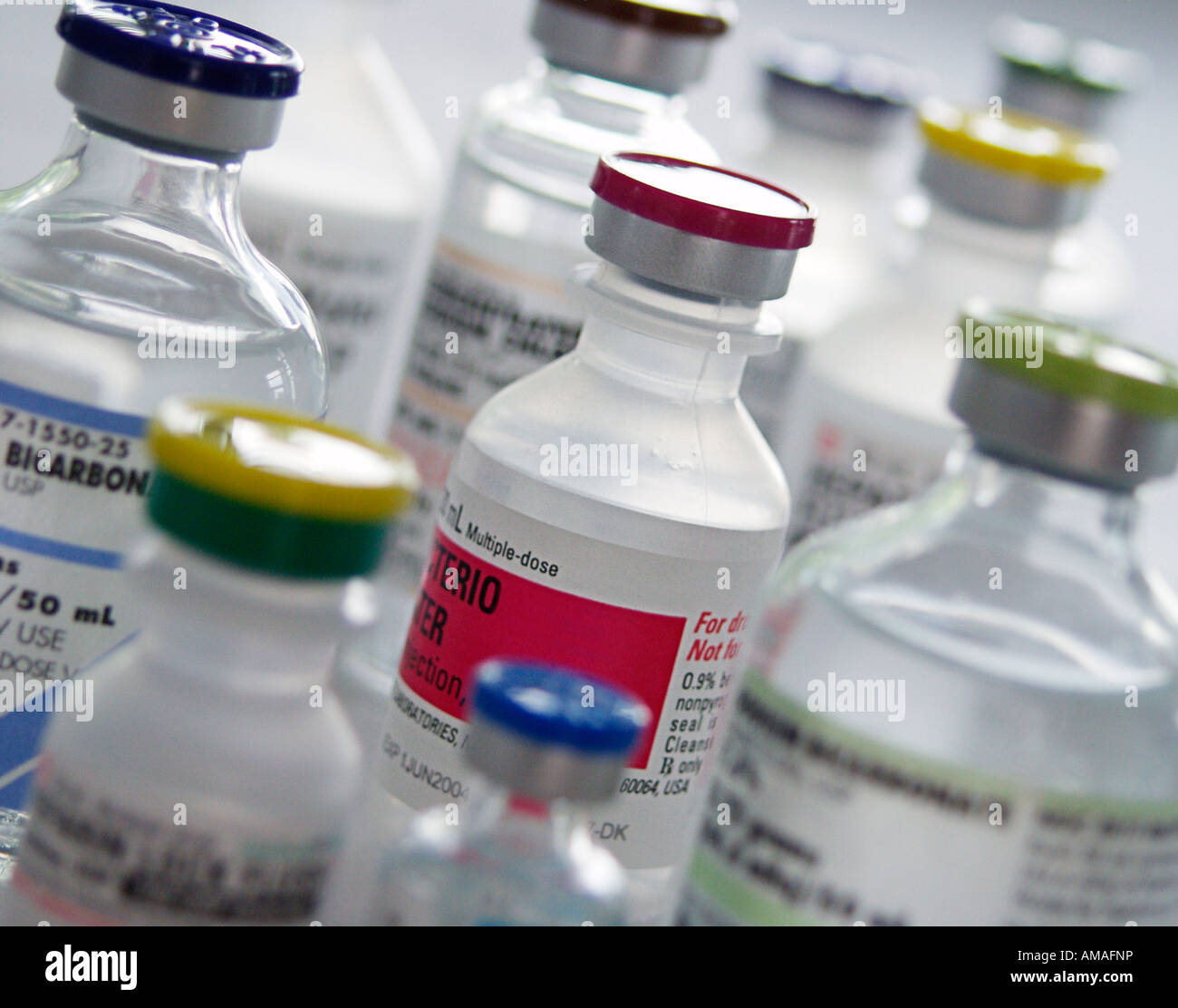bottles of chemicals in lab Stock Photo - Alamy