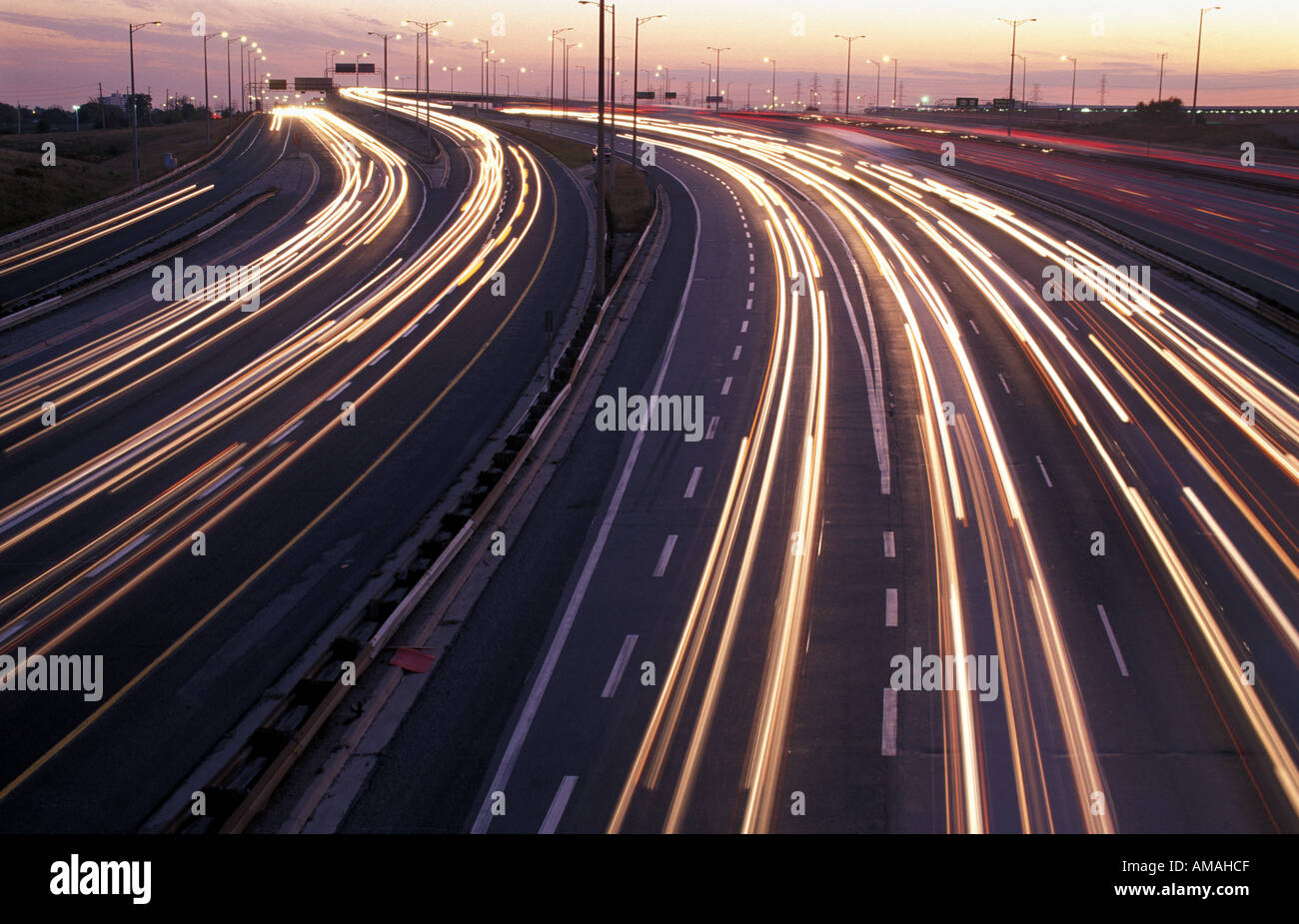 Toronto Canada heavy traffic on Highway 401 at sunset Stock Photo - Alamy