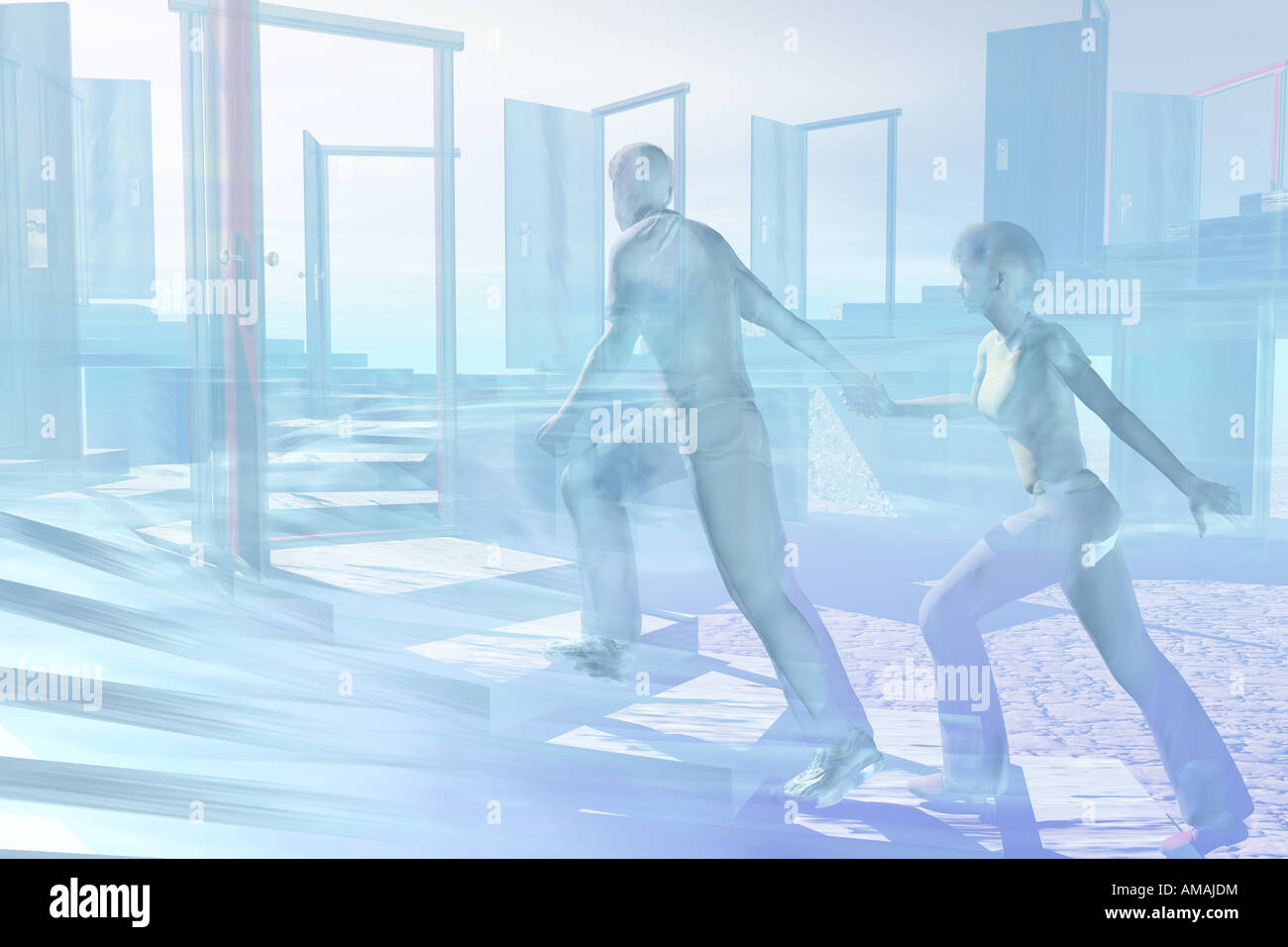 Couple facing multiple choices Stock Photo - Alamy