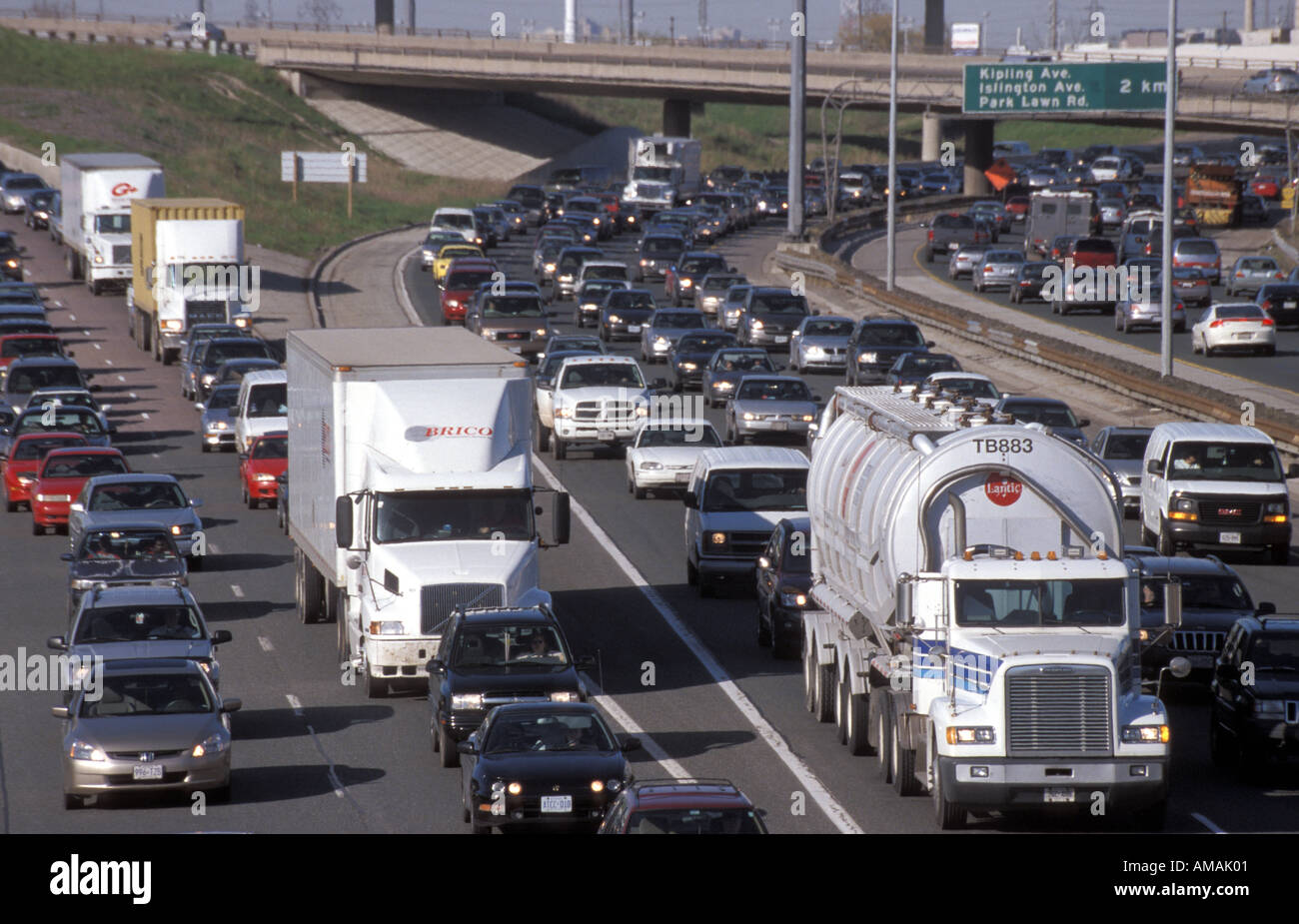 Toronto Canada a traffic jam where Highway 427 merges into the Queen ...