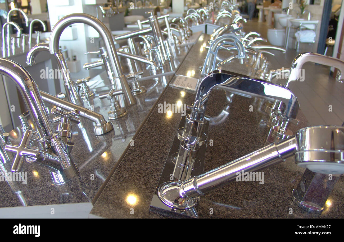 selection of kitchen fixtures in DIY shop Stock Photo - Alamy