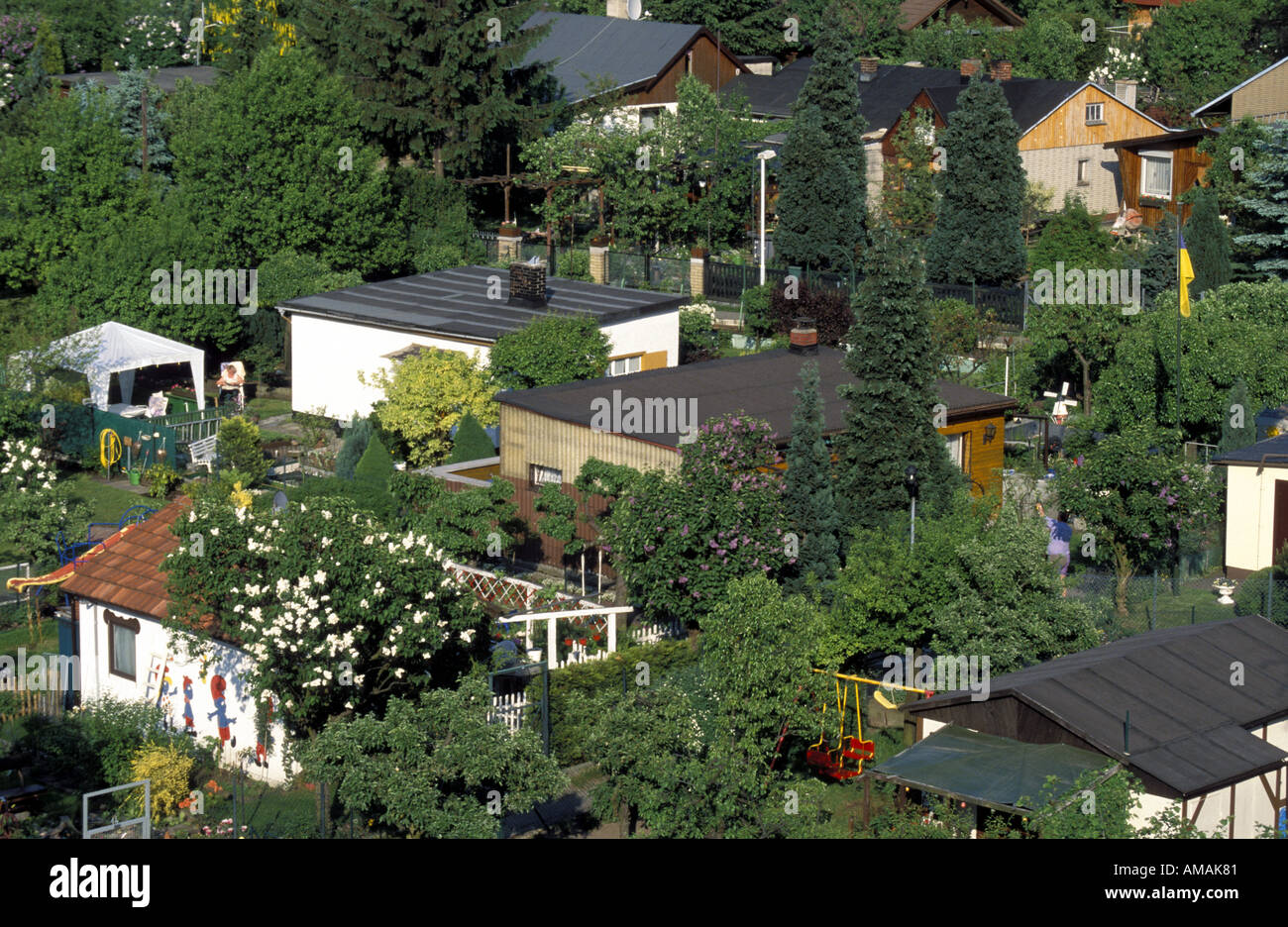 Germany Berlin aerial view of garden allotments known as Schrebergarten ...