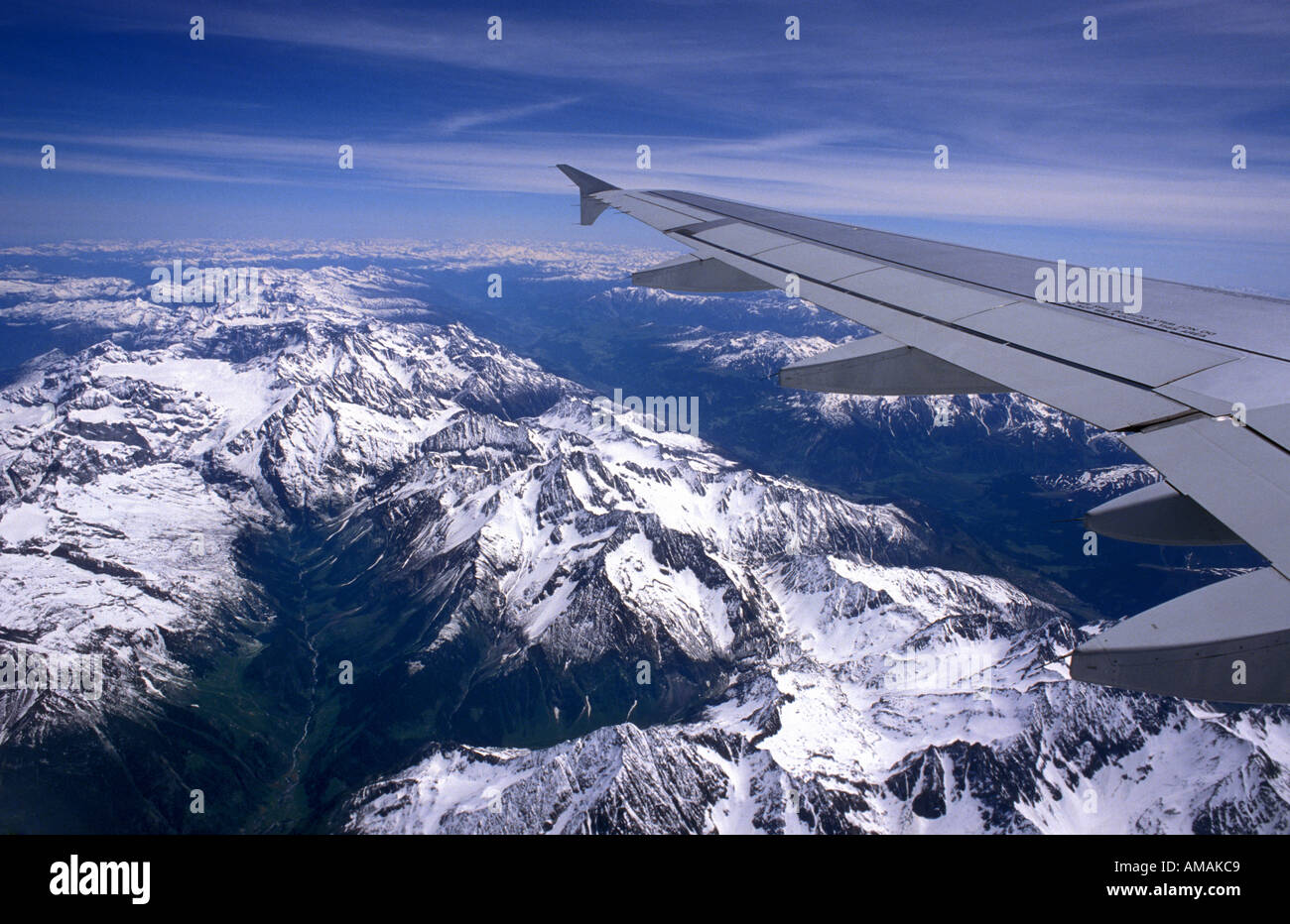 View of the Swiss Alps from an airplane Stock Photo - Alamy