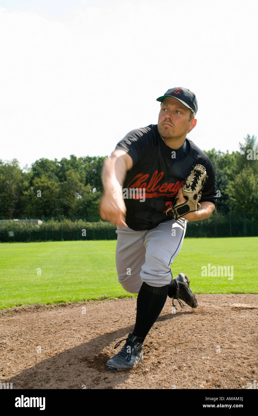 Action baseball full length player sport throwing uniform hi-res stock ...