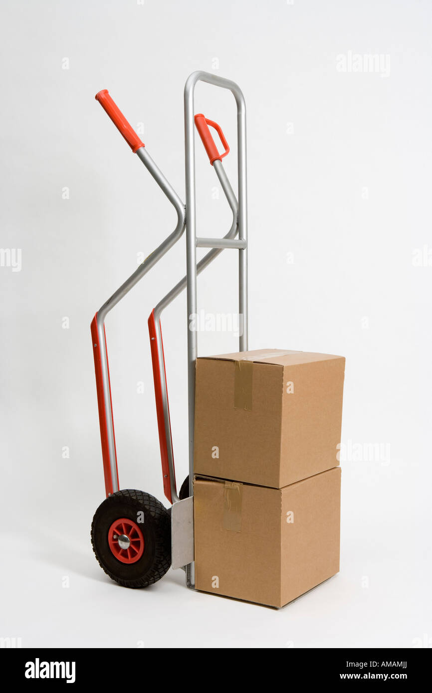 A sack barrow loaded with boxes Stock Photo - Alamy