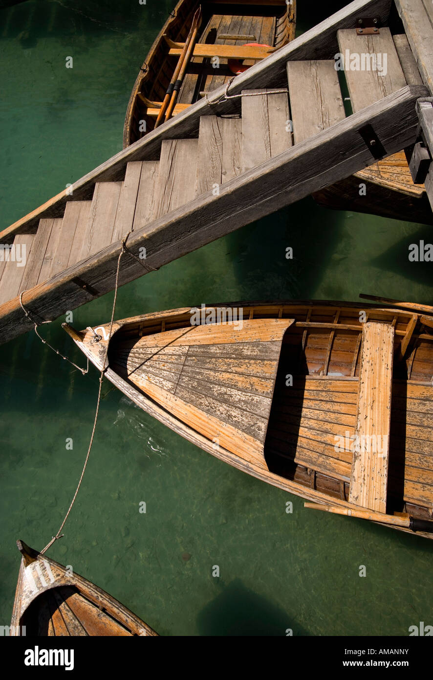 Rowing boats moored Stock Photo - Alamy