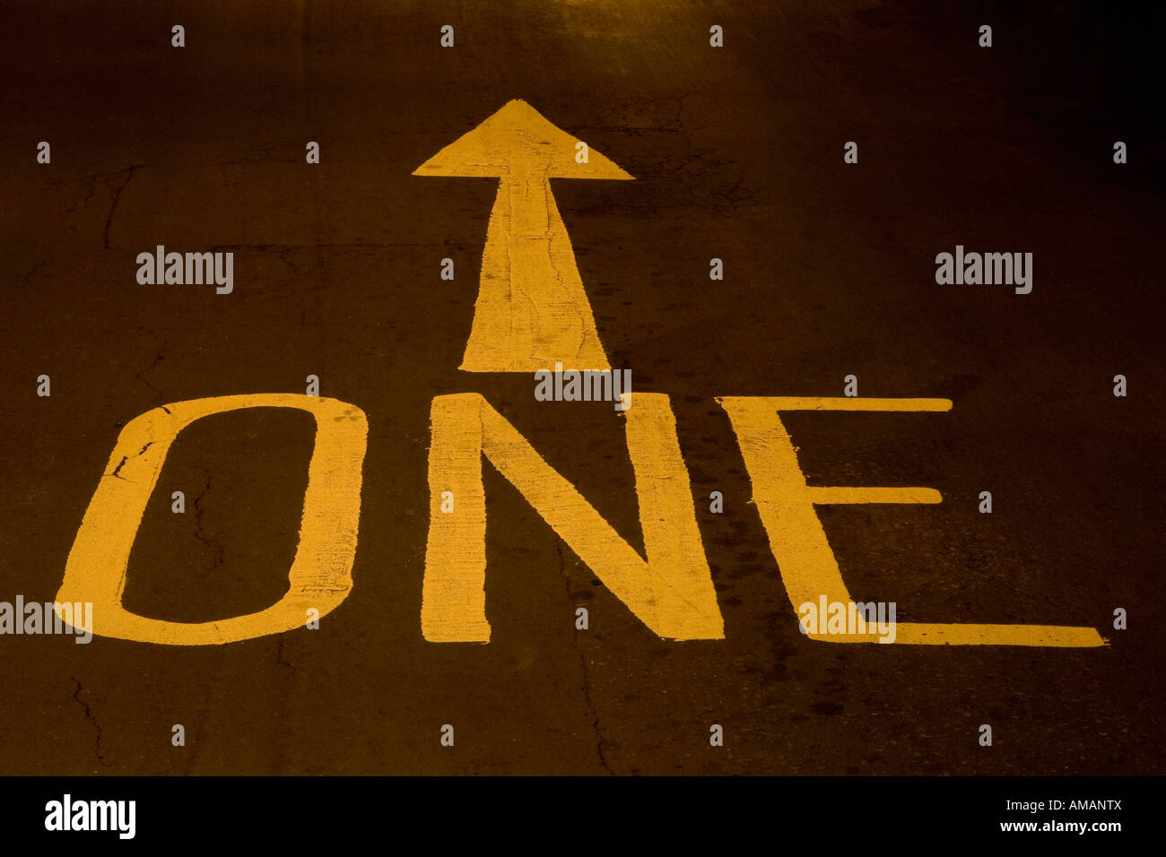 Road markings on a one-way street Stock Photo - Alamy