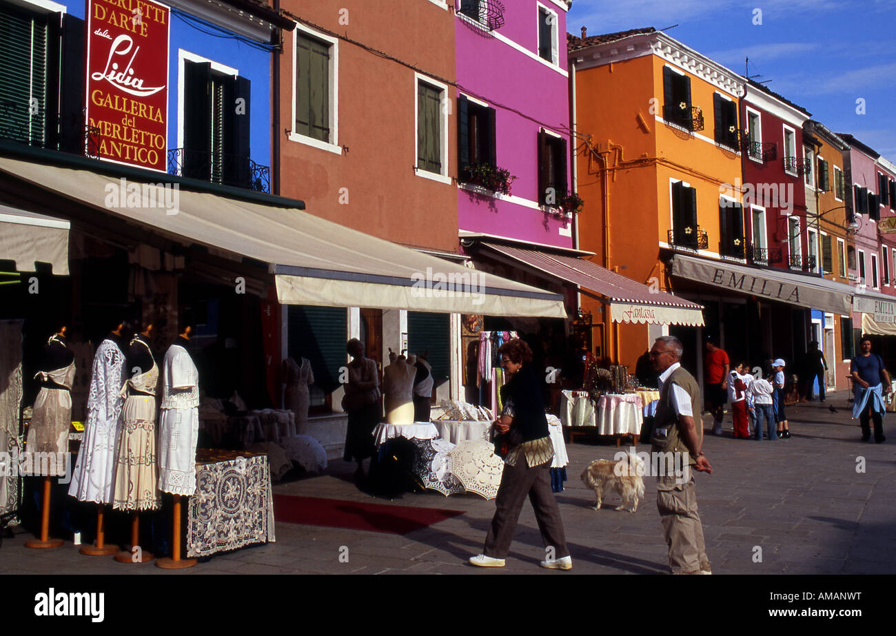 Lace Shop on main street in Burano Venice Italy Stock Photo - Alamy
