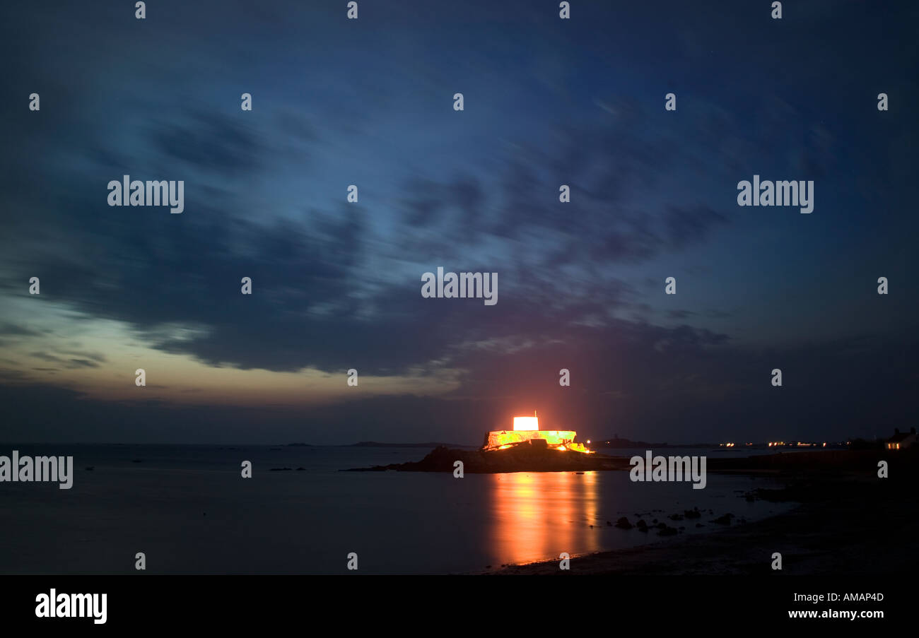 Fort Grey at Night in Guernsey, Channel Islands Stock Photo - Alamy