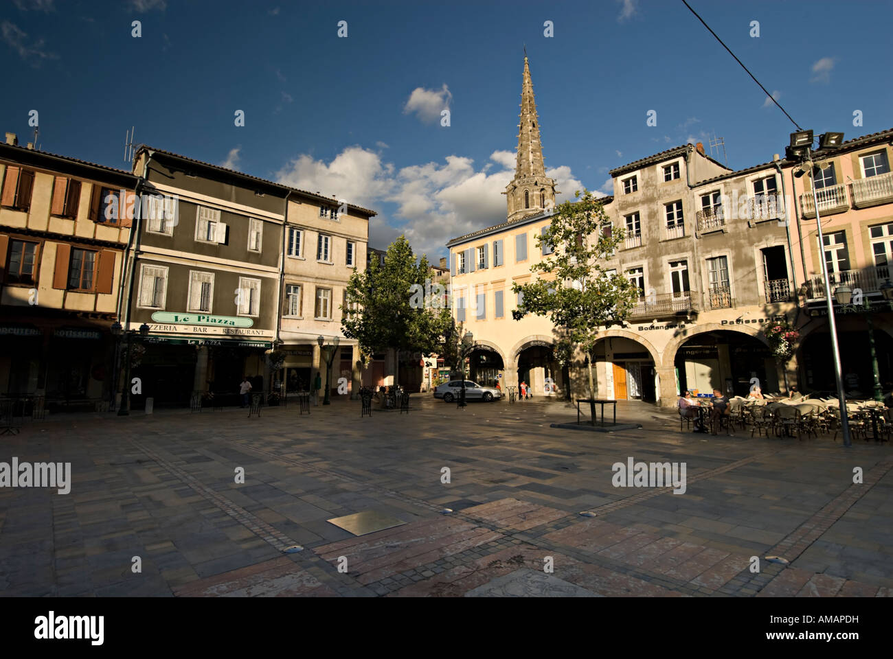 views of the central square or centre ville in limoux south of france ...