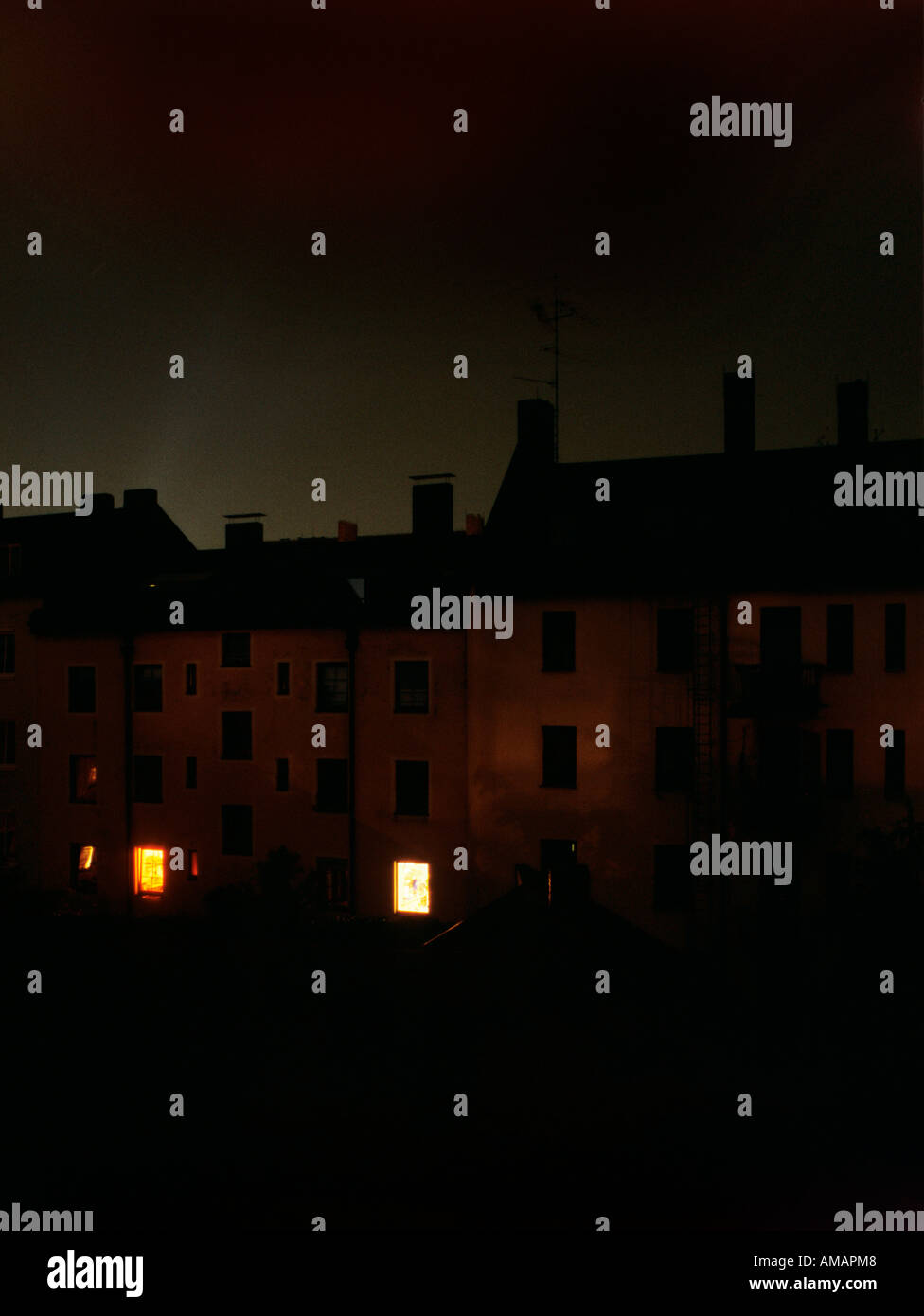 Houses at night Stock Photo - Alamy