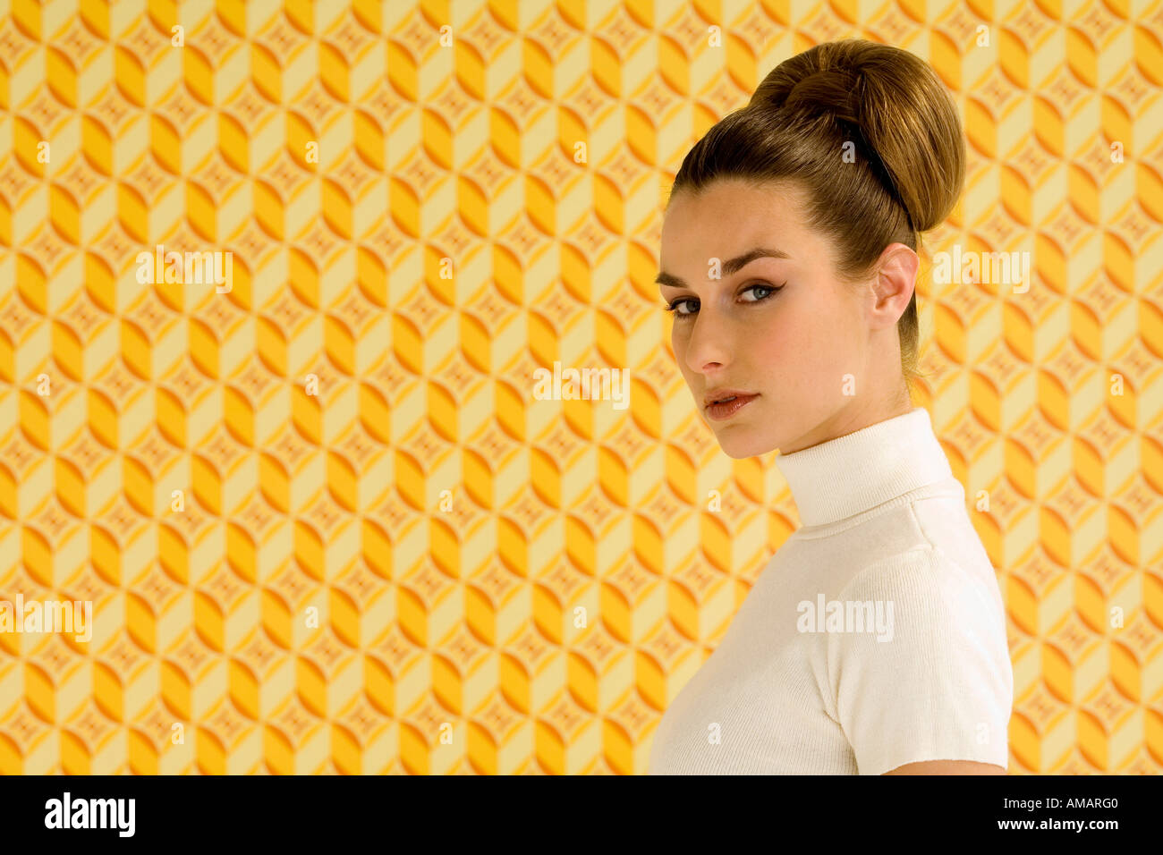 Young woman standing, close-up, side view Stock Photo - Alamy