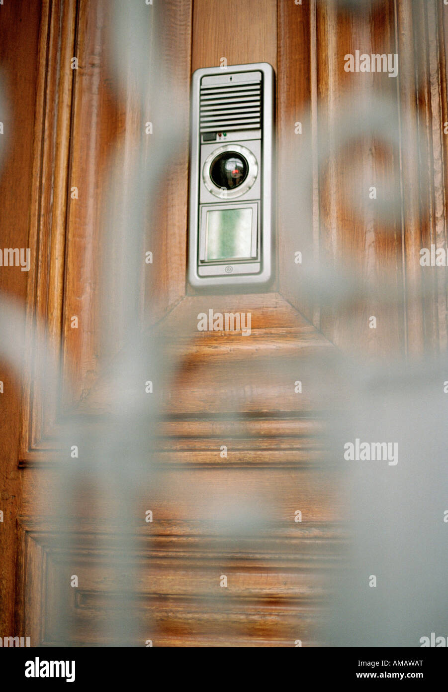 A intercom on a front door Stock Photo - Alamy
