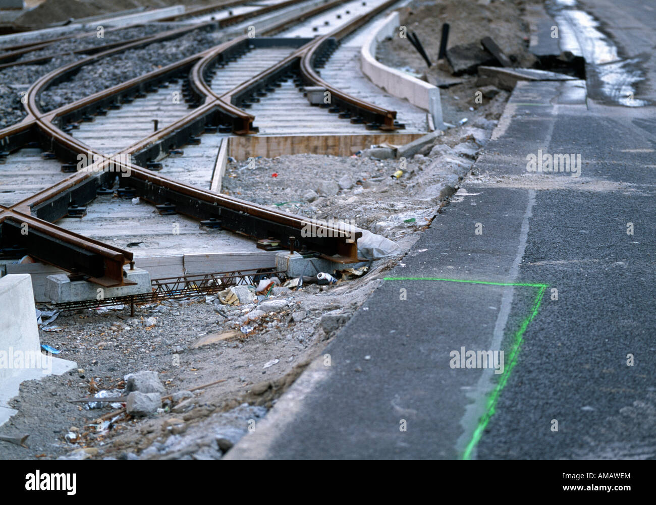 Construction works on a tram line Stock Photo - Alamy