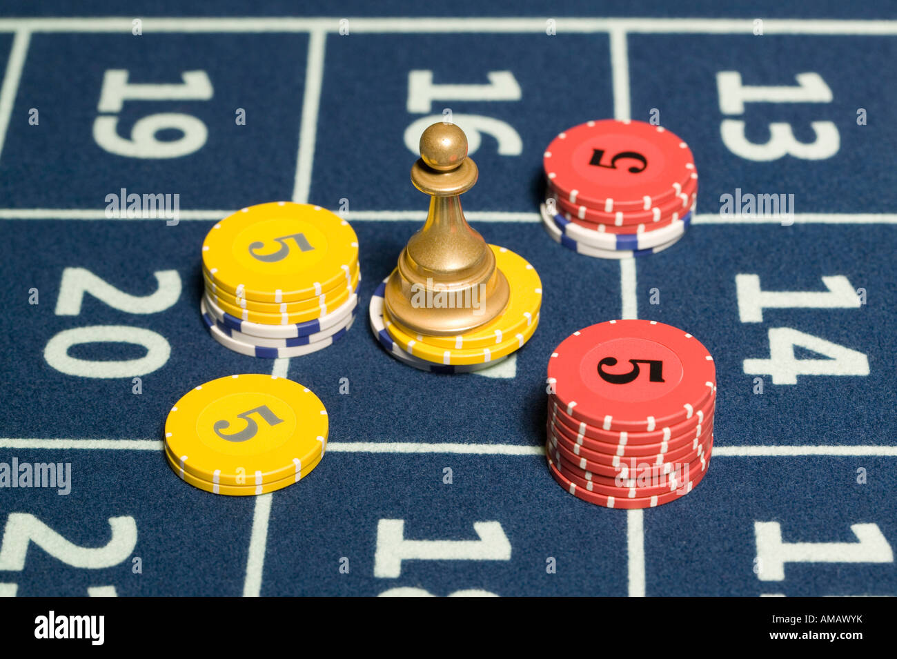 Roulette Win Marker with gambling chips on a roulette table grid Stock ...