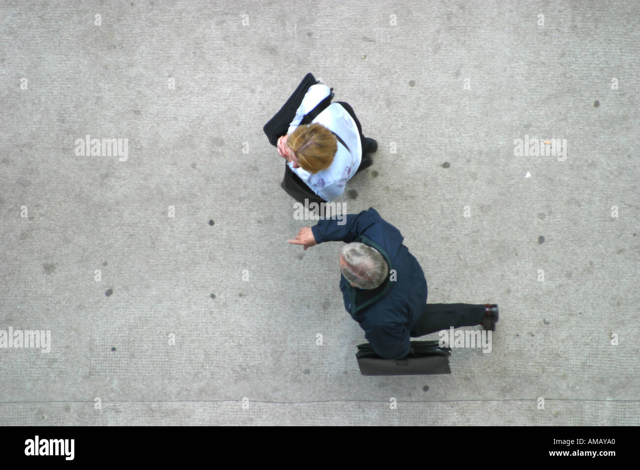 Overhead birds eye view of pedestrians on city street Stock Photo - Alamy