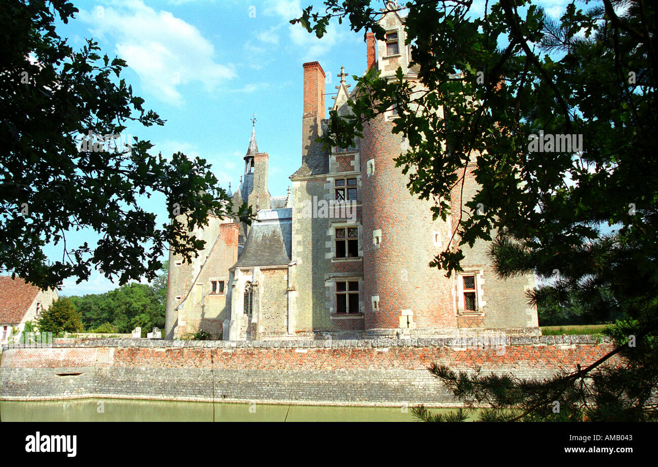 Chateau Moulin built in red brick near Romorantin France Stock Photo ...