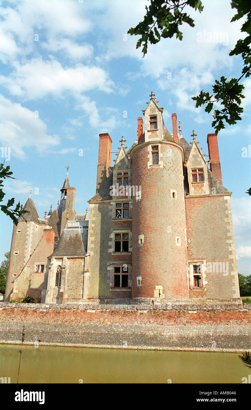 Chateau Moulin built in red brick near Romorantin France Stock Photo ...