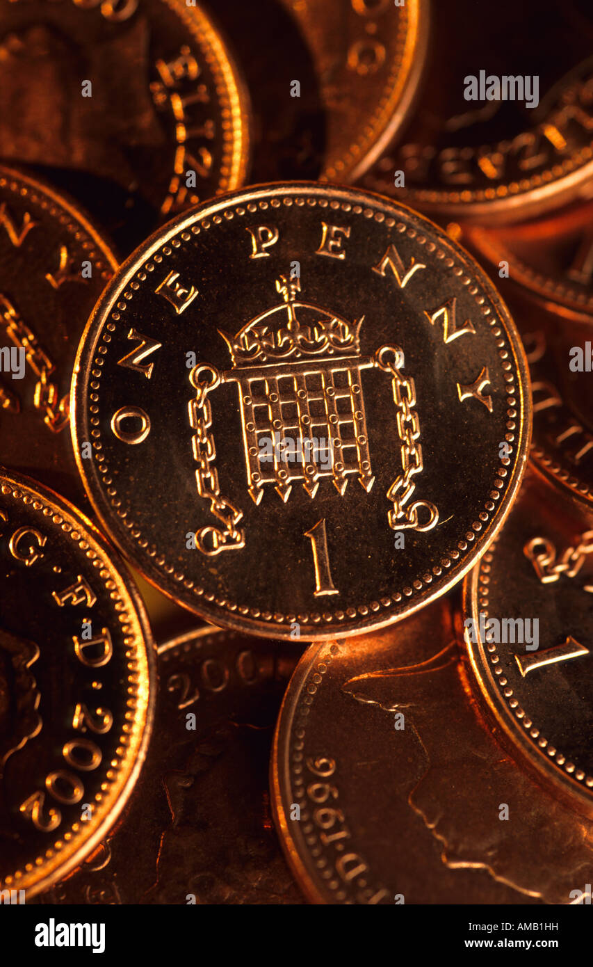 one pence uk sterling coin Stock Photo - Alamy