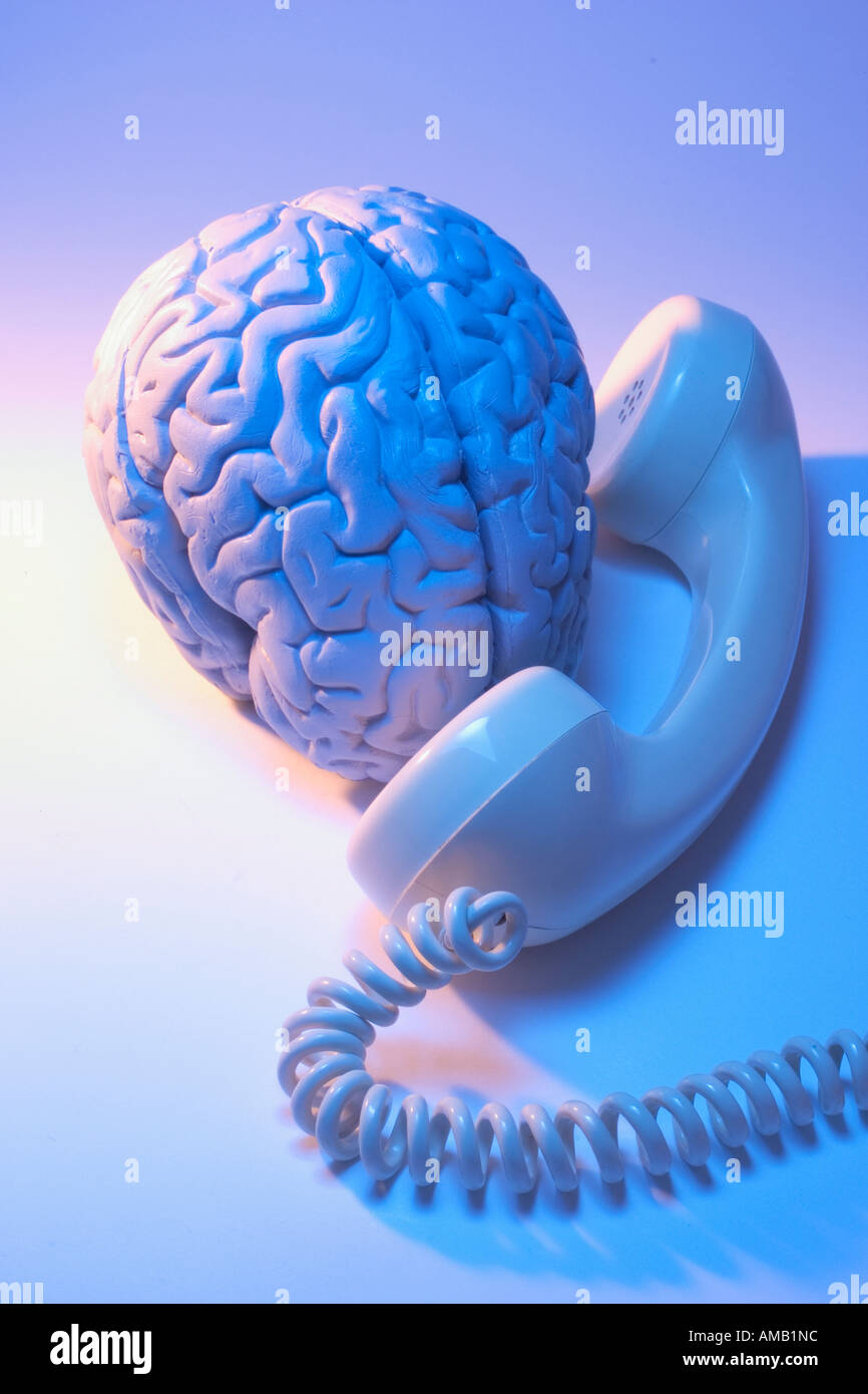 Human Brain and Telephone Handset Stock Photo - Alamy