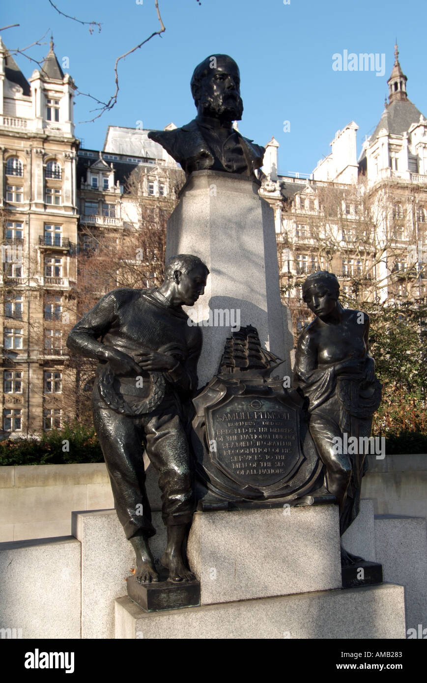 London statue on Victoria Embankment of Samuel Plimsoll MP who ...