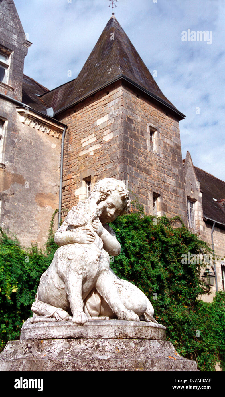 Statue in the grounds of the chateau in the charming rural town of ...
