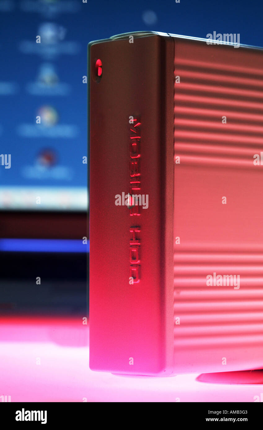 DEU, Germany : USB mobile hard drive at a laptop computer Stock Photo ...