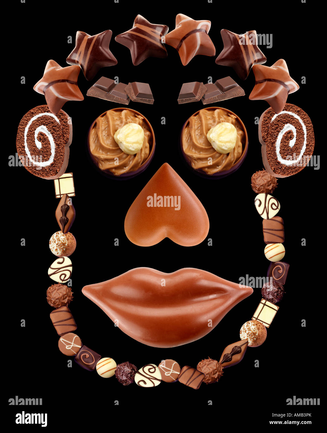 CHOCOLATE FACE ON BLACK Stock Photo - Alamy