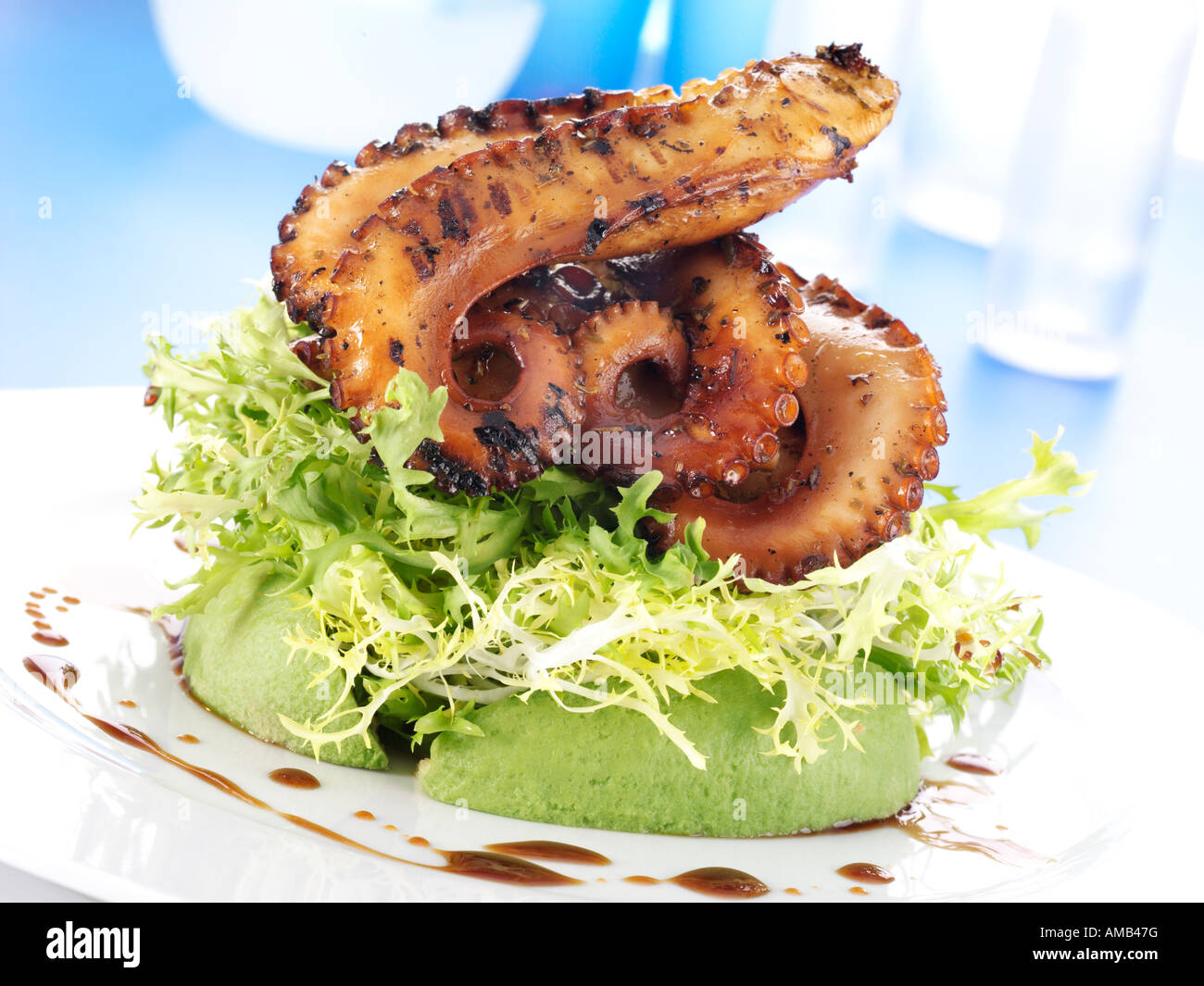 OCTOPUS AND AVOCADO SALAD Stock Photo - Alamy