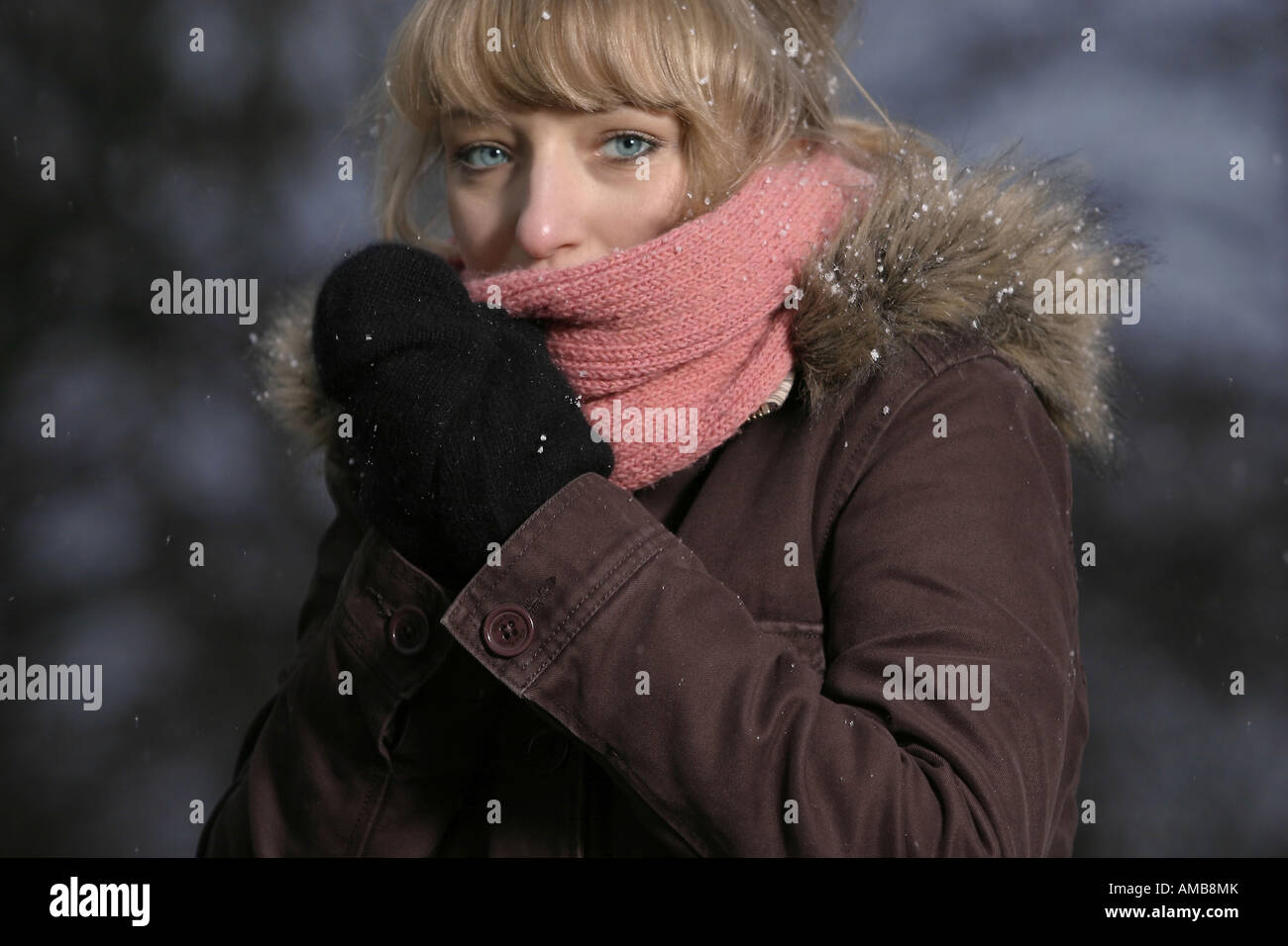 Shivering woman and snow hi-res stock photography and images - Alamy