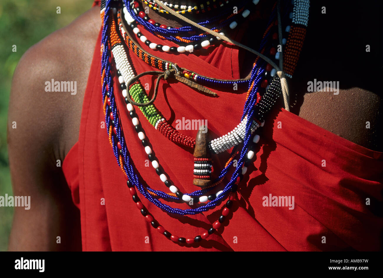 east africa kenya close up of masai wearing traditional decoration ...