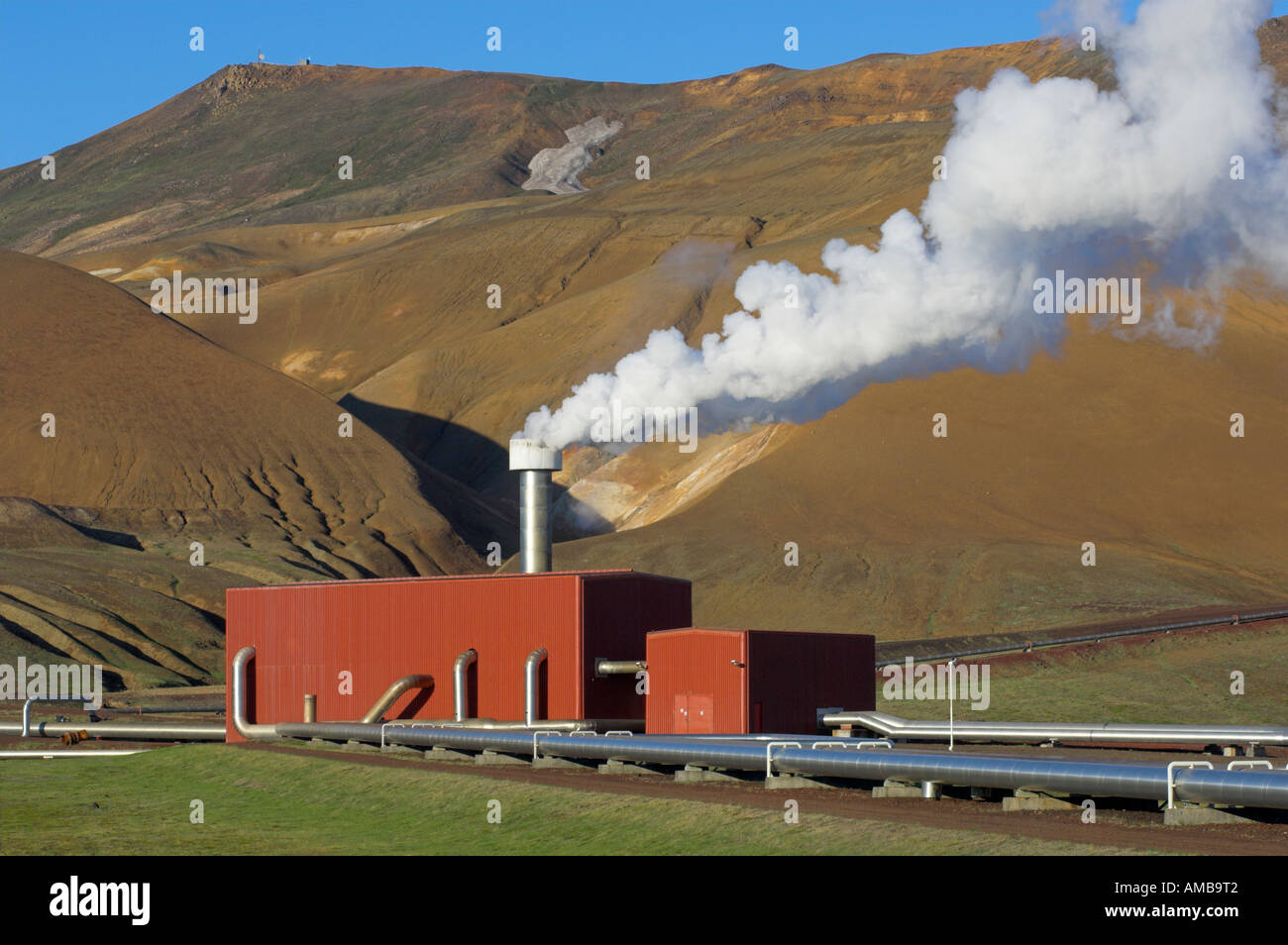 Krafla geothermal power station Kroflustod near lake Myvatn Stock Photo ...