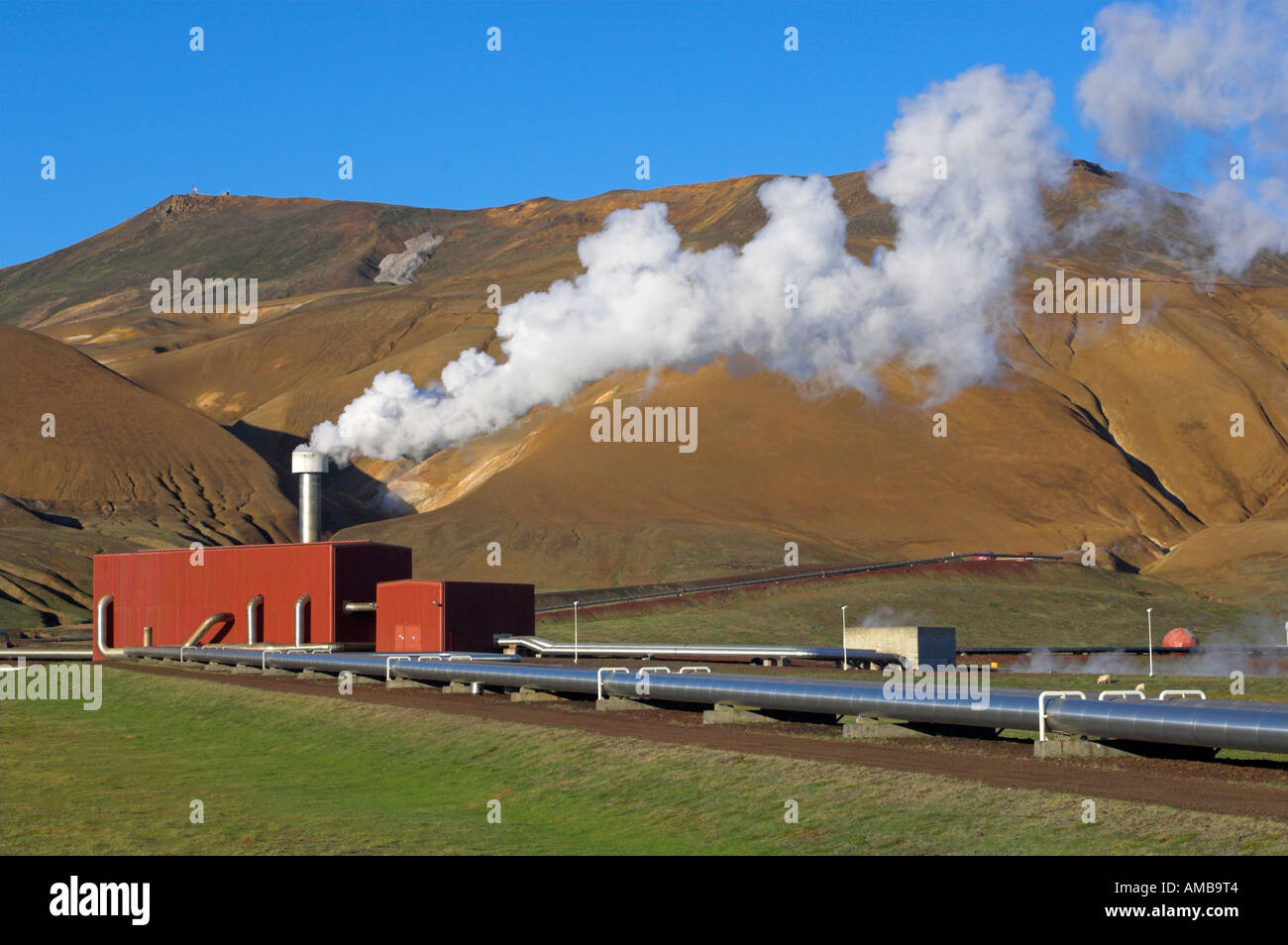Krafla geothermal power station. Kroflustod near lake Myvatn Stock ...