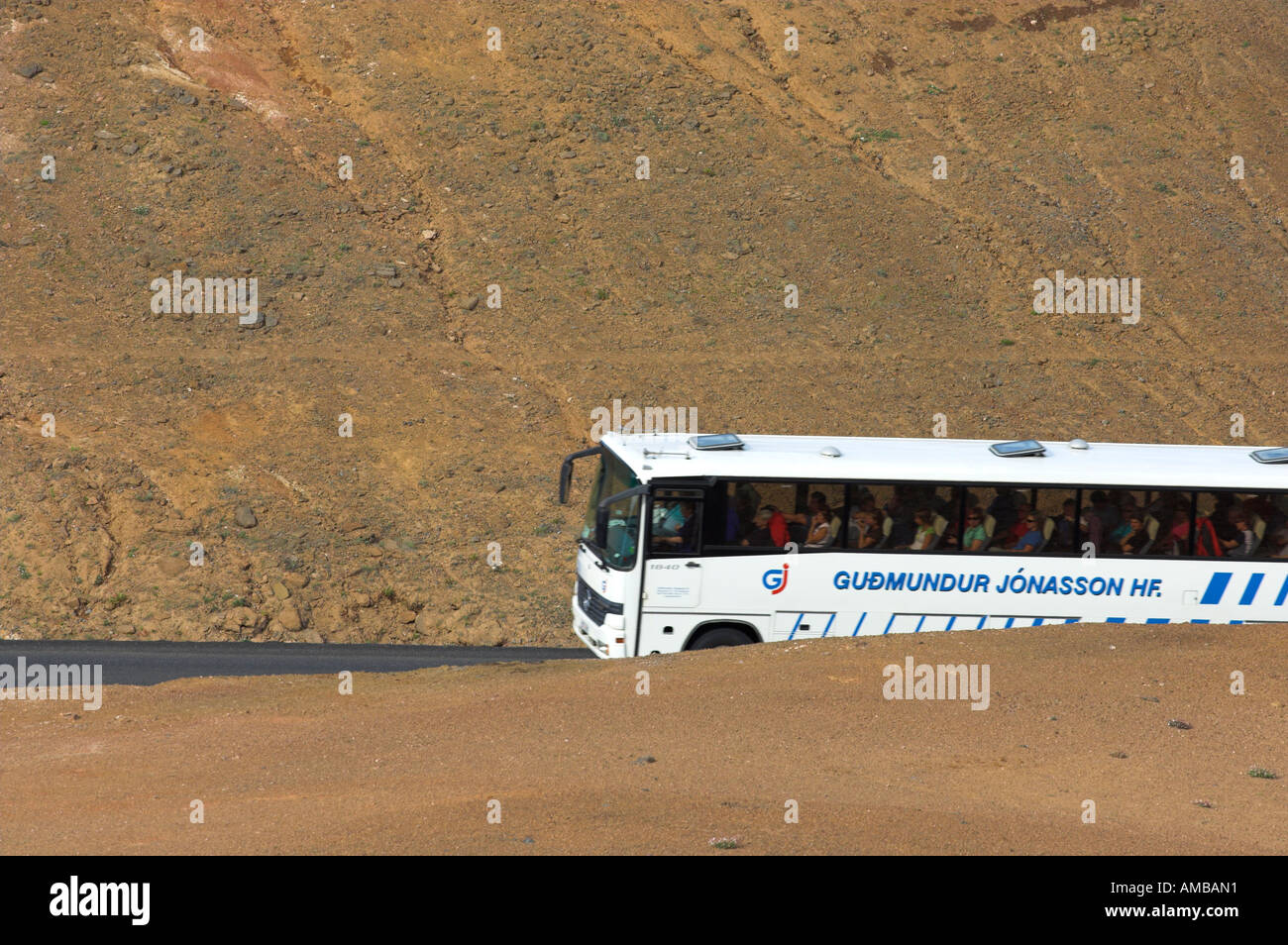 Tourist bus, Iceland Stock Photo - Alamy