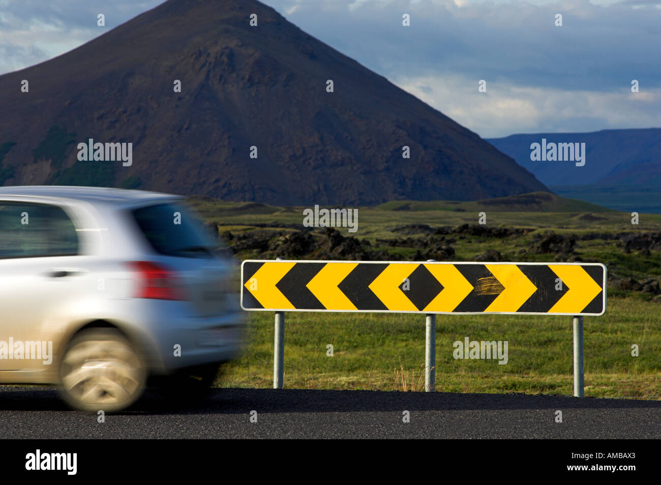 TRAFFIC SIGN POST INDICATING CURVE AND DIRECTION BOARD Stock Photo - Alamy