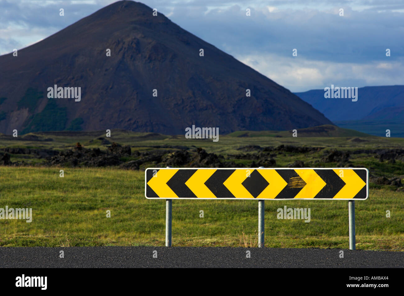 TRAFFIC SIGN POST INDICATING CURVE AND DIRECTION BOARD Stock Photo - Alamy