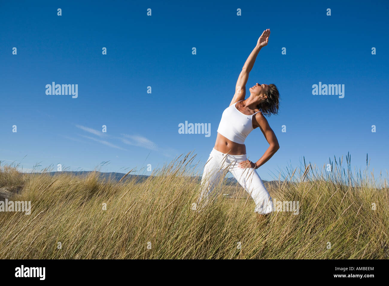 woman stretching in nature Stock Photo - Alamy