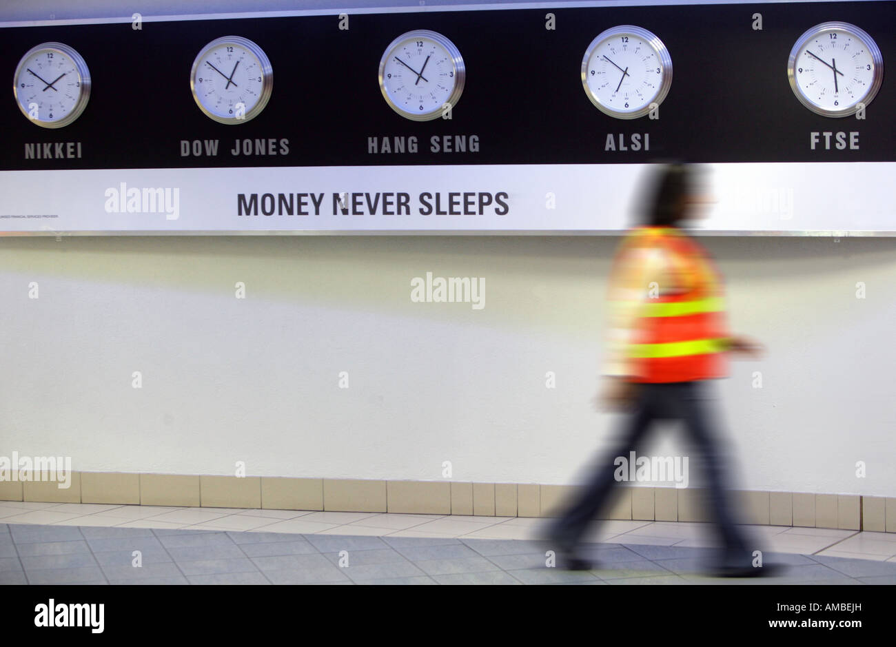 South Africa, Durban: watches with different timezones in the terminal ...