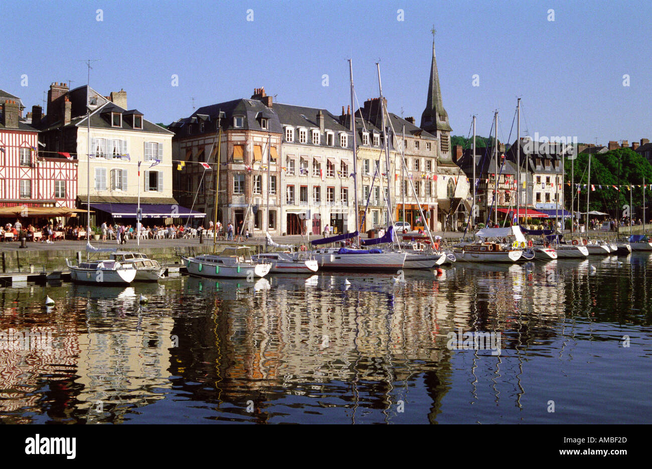 The harbour at Honfleur on the Calvados Coast in Normandy France Stock ...