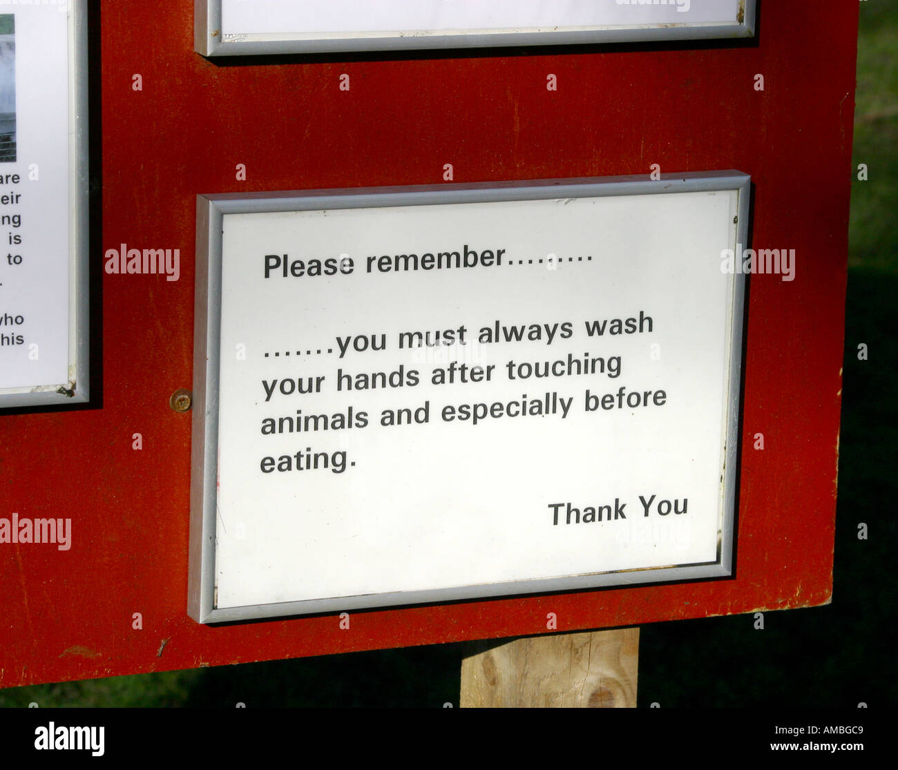 Animal centre warning sign to wash hands Stock Photo - Alamy