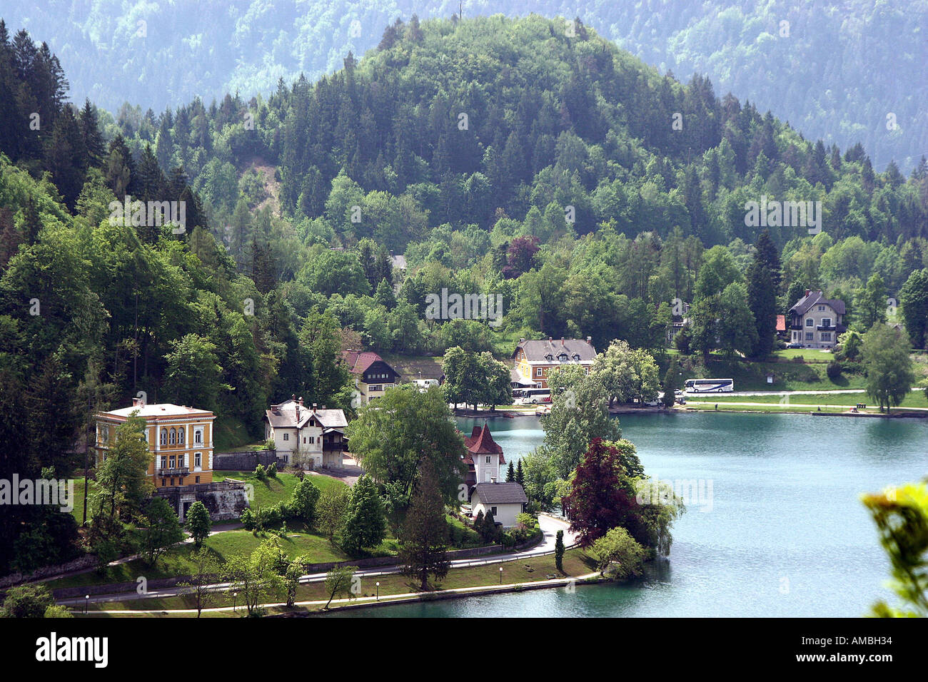 Mlino viewed from Bled Castle Slovenia Stock Photo - Alamy