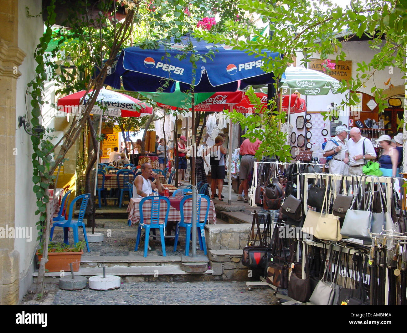 Busy shopping street in Nicosia Cyprus Stock Photo - Alamy