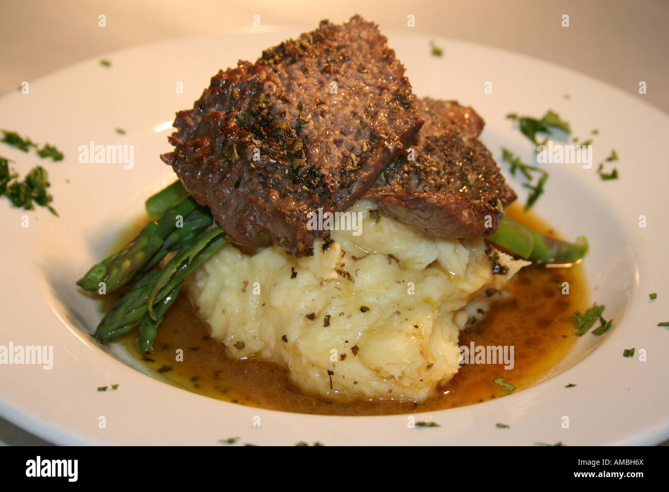 Steak and mashed potato Stock Photo - Alamy