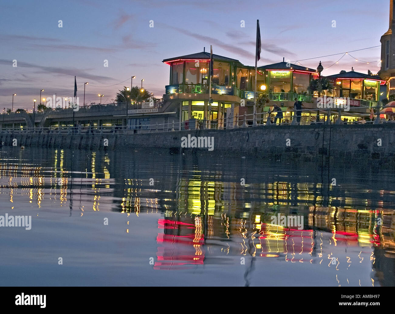 Torquay waterfront at night Devon UK Stock Photo - Alamy