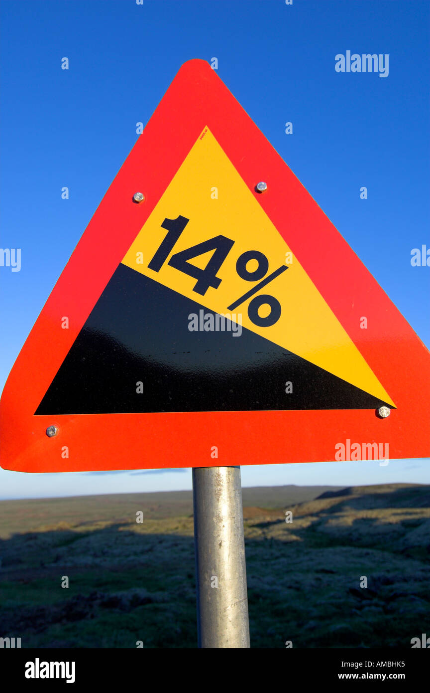 Warning sign steep slope on hi-res stock photography and images - Alamy