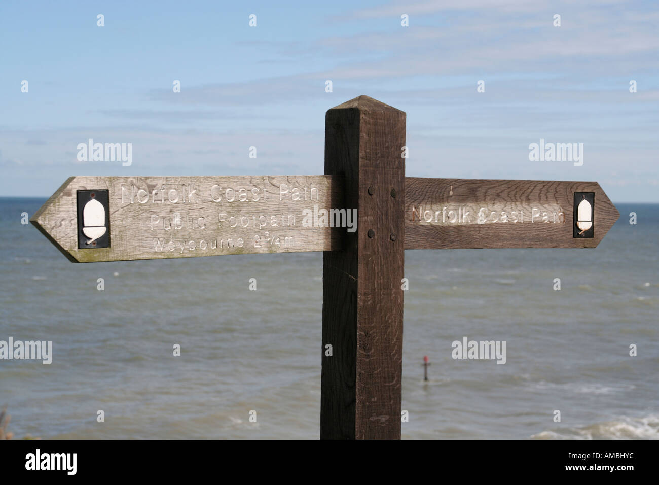 Sheringham coastal scenery norfolk coastal path signpost county of ...