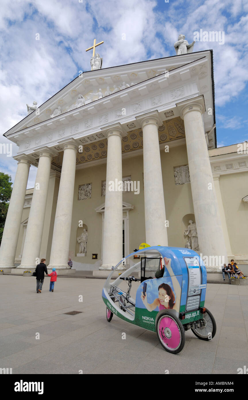 Velo Taxi in front of the Cathedral, Vilnius, Lithuania Stock Photo - Alamy