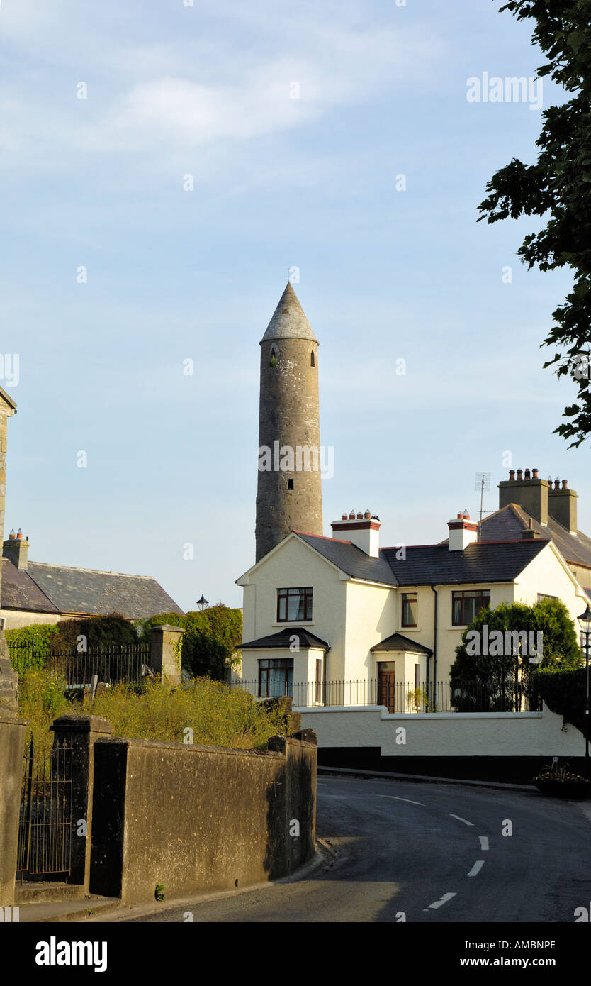 Killala Round Tower dominates the village skyline, County Mayo, Ireland ...