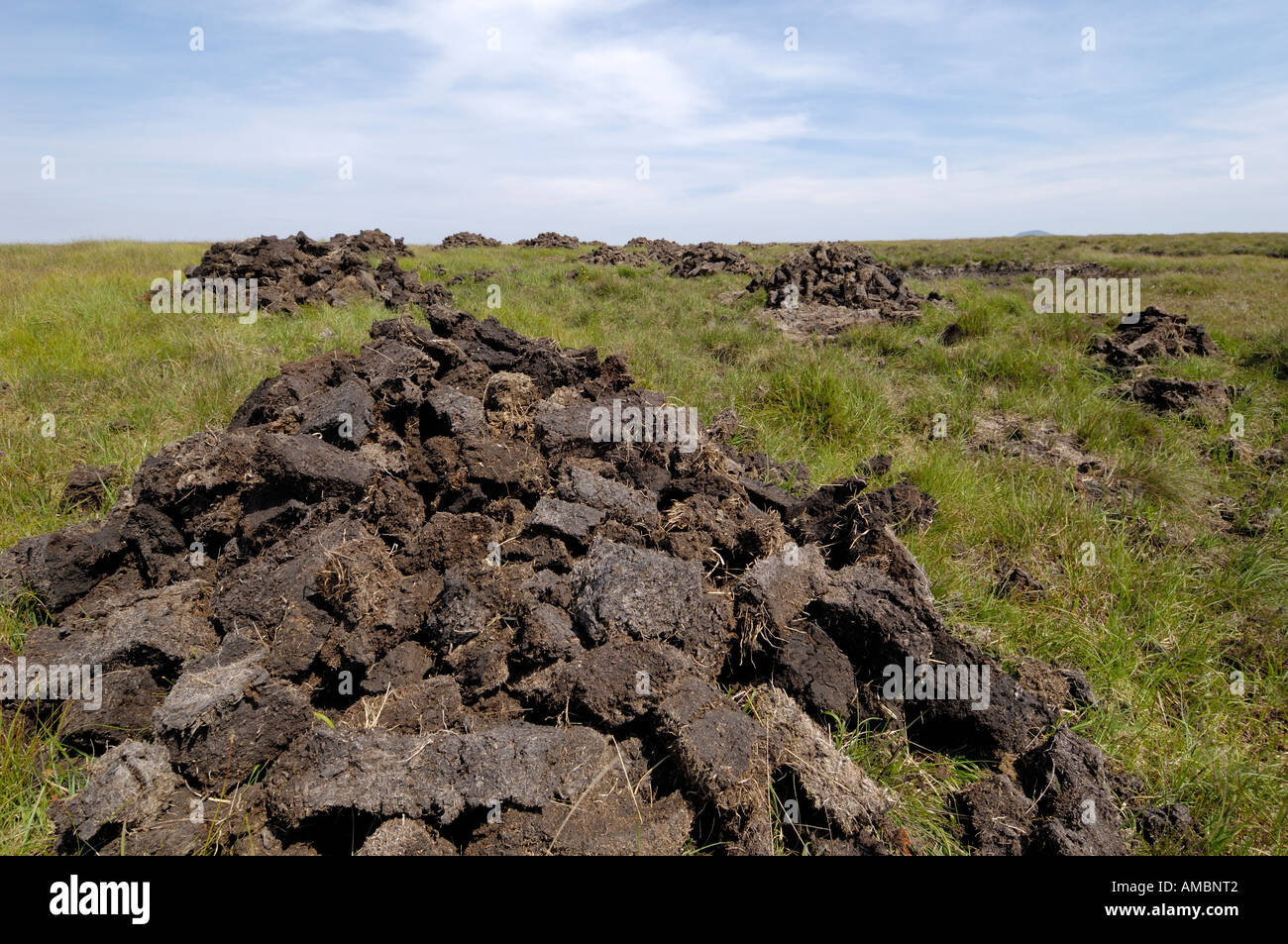 Peat cut and left to dry, County Mayo, Ireland Stock Photo - Alamy