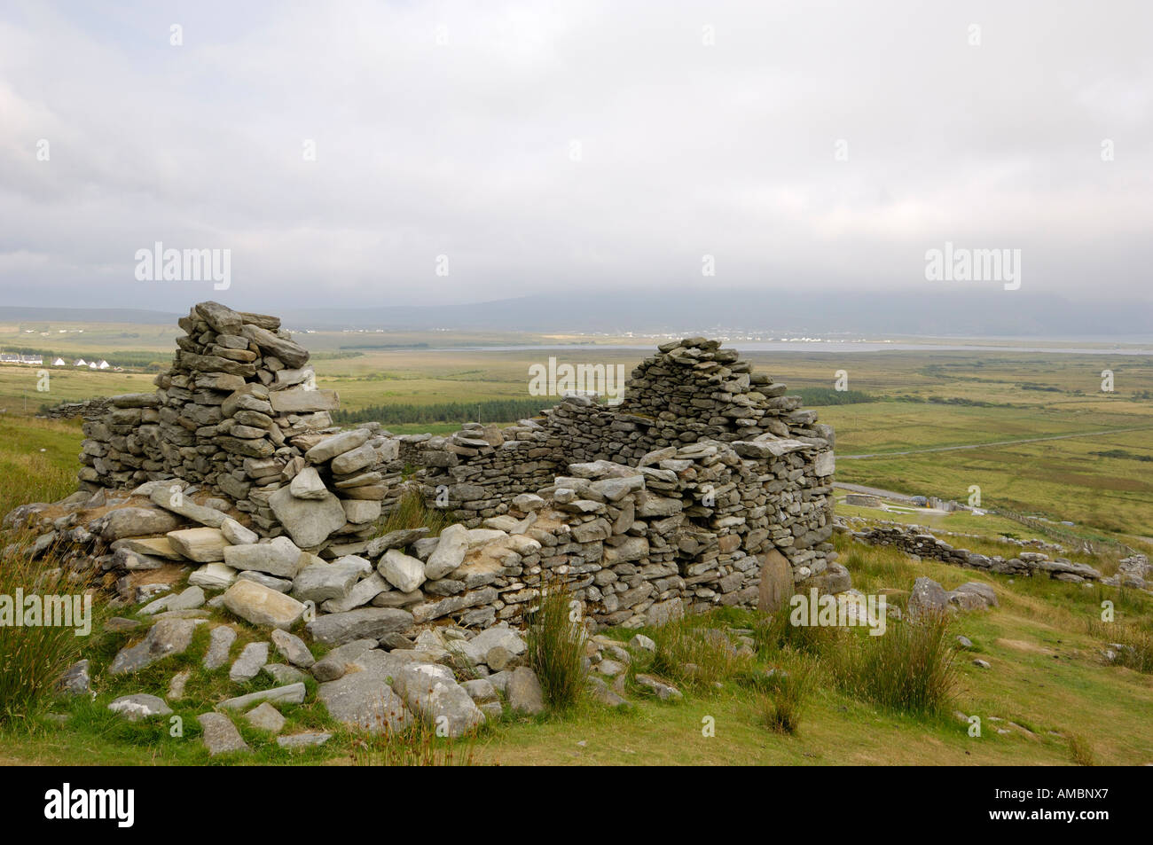 Deserted village at the base of Slievemore mountain, believe to have ...